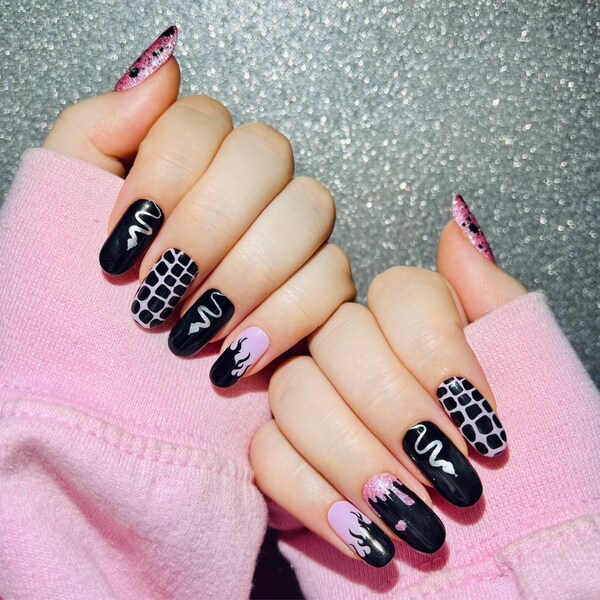 BTS Press-on Nails| Jungkook Nails | Kawaii Ombre Nails| Fake Nails ...
