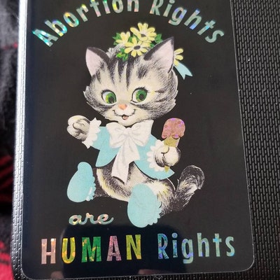 Cute Retro Kitty Abortion Rights Are Human Rights Sticker - Etsy
