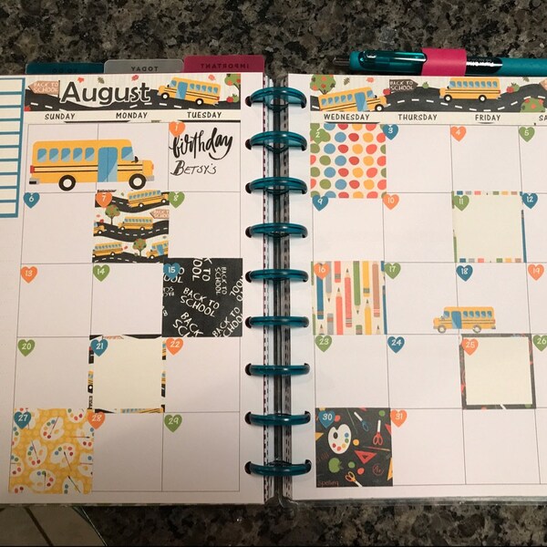 Happy Planner Back to School Monthly Stickers Kit, August Happy Planner ...