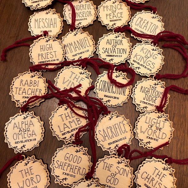 25 Names of Jesus-christmas Ornament-advent Calendar-wooden Ornaments ...
