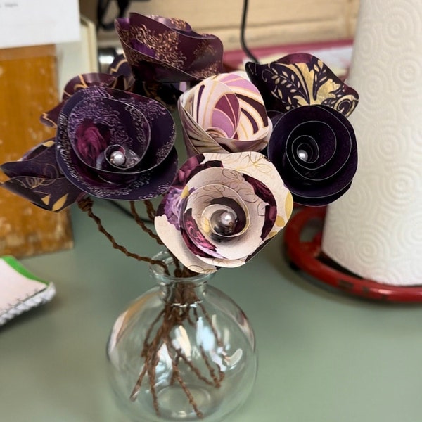 Book Page Paper Flowers Handmade to Order With Custom Colors Quantity 6 ...