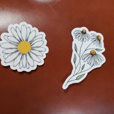 Waterproof Flower Sticker Cute Daisy Flower Water Bottle Waterproof ...