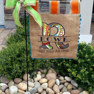 Monogram Custom Burlap Garden Flag Your Choice of Colors | Etsy