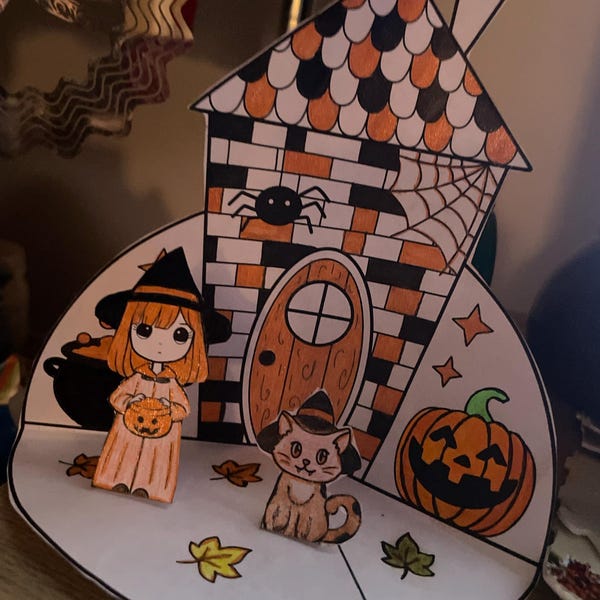 Haunted House Paper Craft Activity for Kids, Printable Sheets, Instant ...