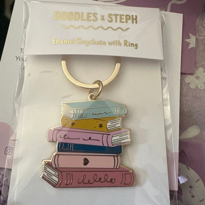 Book Lovers Gold Enamel Keychain - Etsy