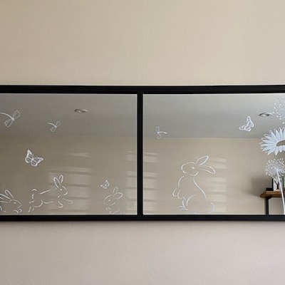 Spring Easter Bunny Window Sticker Set Meadow & Rabbit Window Decal ...