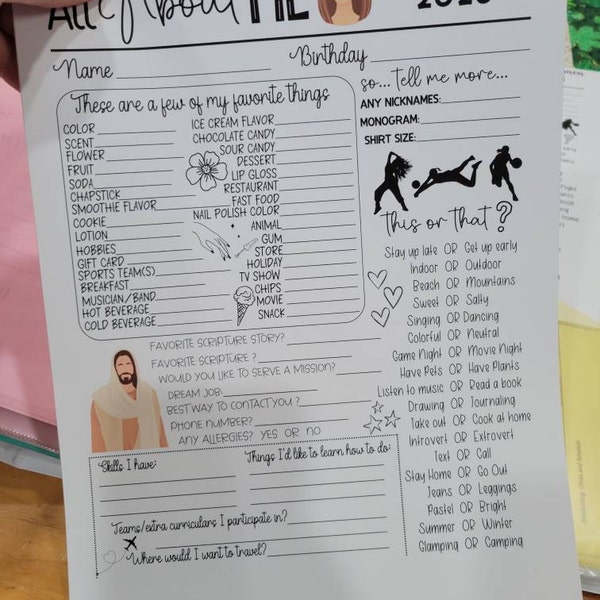 Youth Group All About Me Printable: Get to Know You Form (PDF Download ...