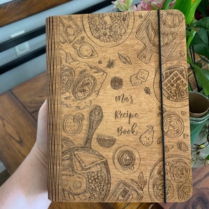 Personalized Wooden Recipe Book Binder Custom Journal Cookbook | Etsy