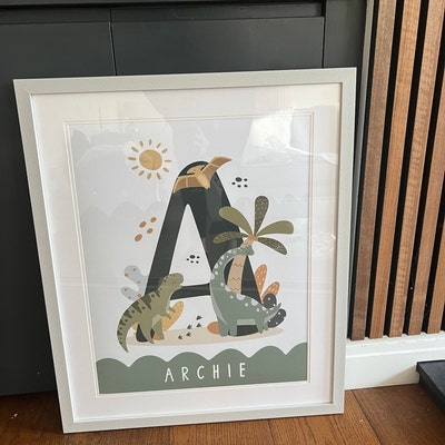 Set of 3 Personalised Dinosaur Posters, Alphabet Print, Dinosaur Chart ...