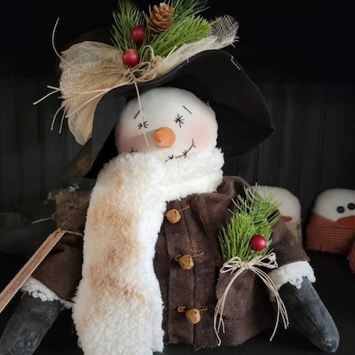 Primitive Snowman Pattern Snow Thyme Snowman Stump Doll Snowman Instant ...