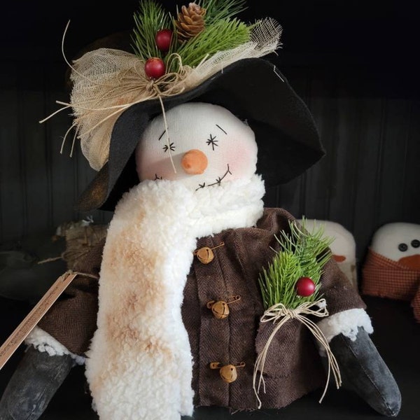 Primitive Snowman Pattern Snow Thyme Snowman Stump Doll Snowman Instant ...