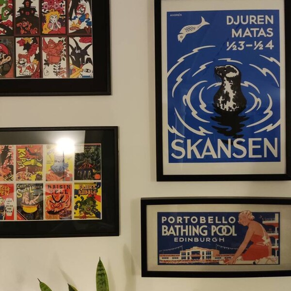 Framed Antique Advertising Print, 'skansen' Vintage Poster, Seal Art ...