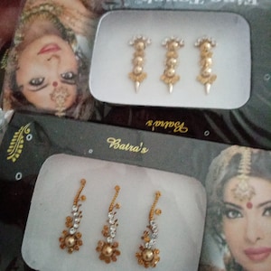 Gold Fake Nose Studs Stickers,85 Gold Belly Dance Art Small Round Stick ...