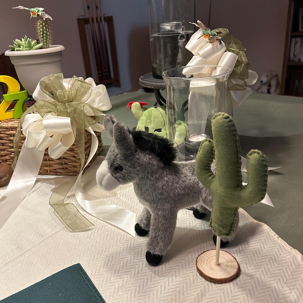 2pc Saguaro Cactus Table Top Centerpiece, Blooming Cactus Deco ...