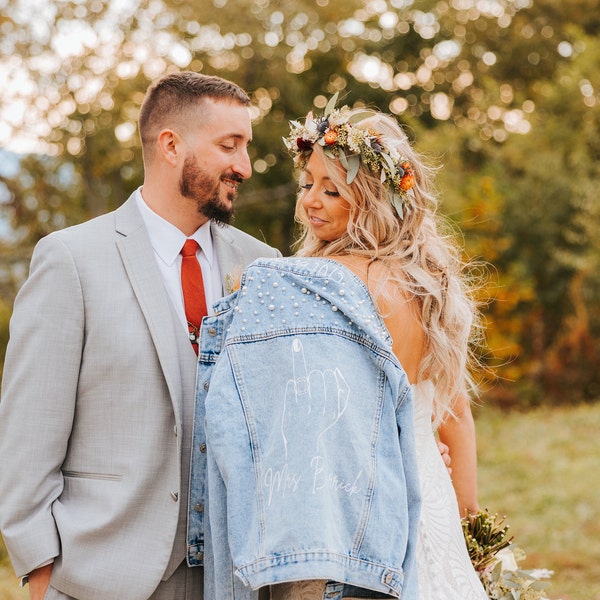 Bride Denim Jean Jacket Wedding Gift for Couple Unique, Custom Bridal ...