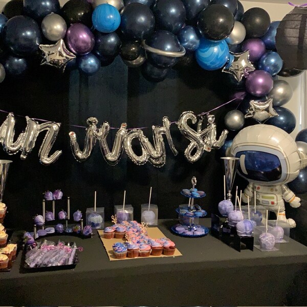 DIY Two the Moon Balloon Garland | Galaxy Space Birthday Party Decor ...