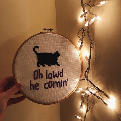 Oh Lawd He Comin Counted Cross Stitch Chart Big Kitty PDF - Etsy