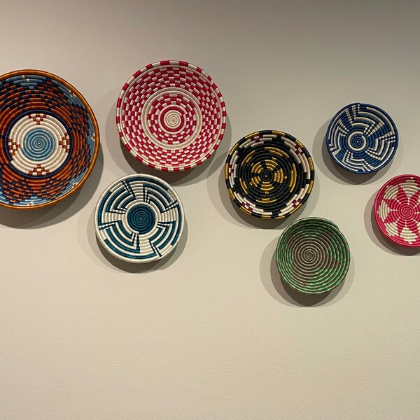 Tokwe African Wall Basket, Rwanda Baskets, African Woven Basket, Green ...