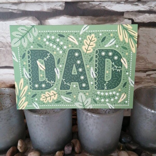 Botanical Leaves Dad Card / Father's Day Card for Nature Lover / Green ...