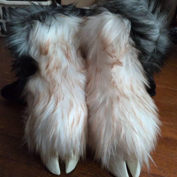 Creature Feet Dual Colored Faux Fur Feathered CLOVEN Hooves - Etsy