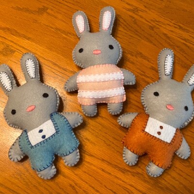 Bunny Rabbit Sewing Pattern, Felt Bunnies, Sew Your Own Plush Rabbits ...