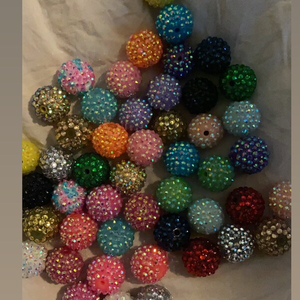 Rhinestone Bubblegum Bead Mix, Chunky Beads Wholesale, 20mm Rhinestone ...