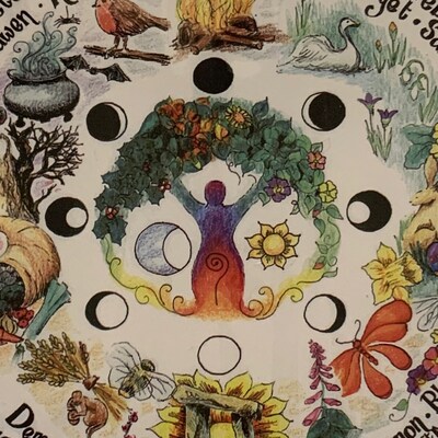 Wheel of the Year A3 Planner Size Pagan Goddess Wall Art Image Poster ...