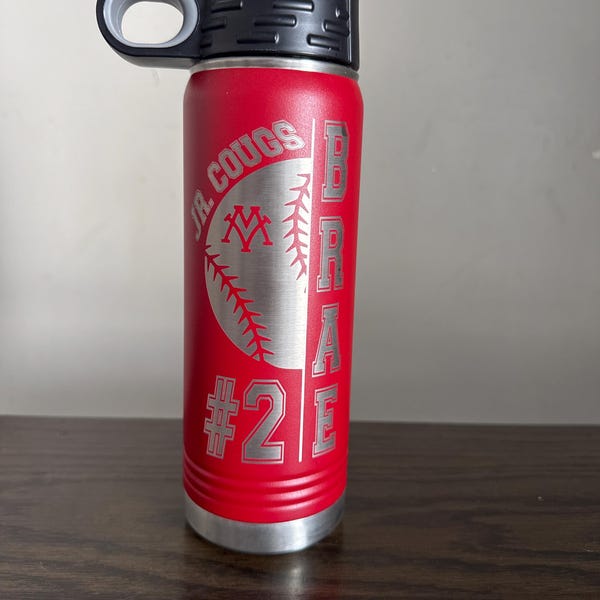 Engraved Cheer Bottle, Personalized Cheerleader Water Bottle With Straw ...