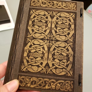 Book Box With Viking Norse Motif Engraved Wood Stash Box - Etsy