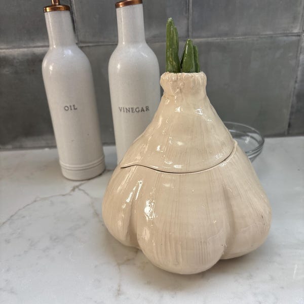 Handmade Ceramic Garlic Pot, Cottage Kitchen Decor, Pottery Garlic ...