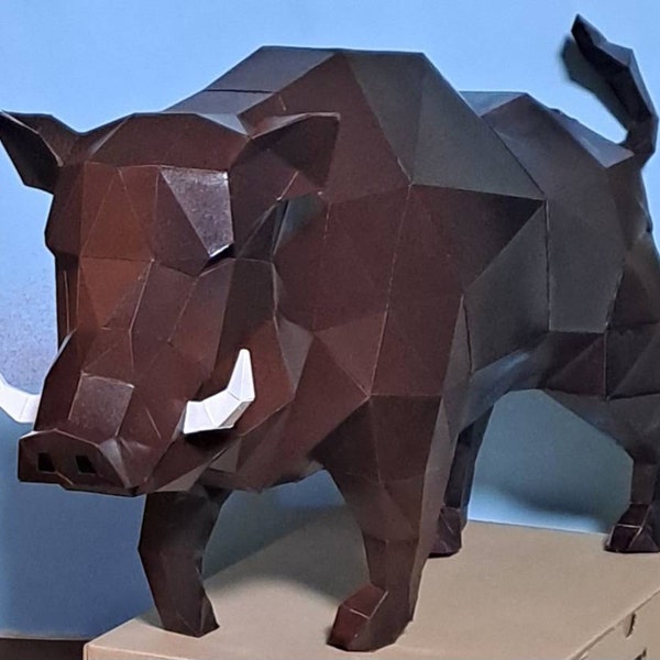 Wild Boar Paper Craft, Digital Template, Origami, PDF Download DIY, Low ...