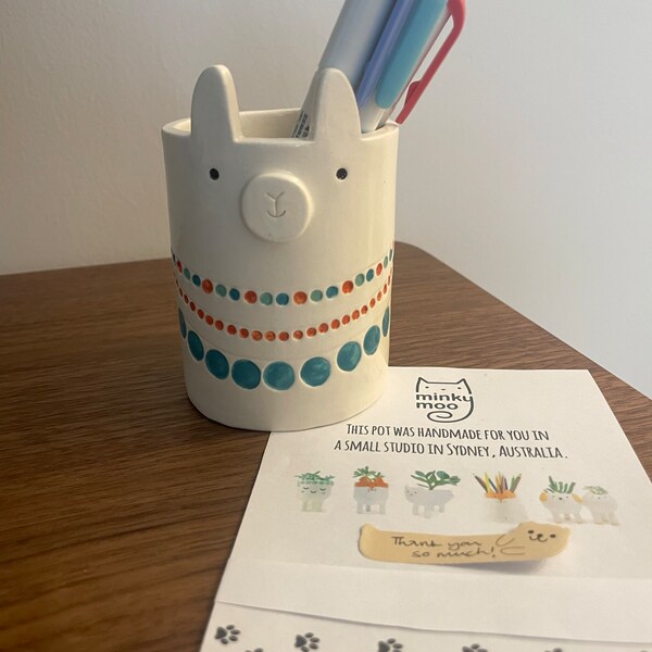 Cute Cat and Dog Planters, Pair of Desktop Plant Pots, White Ceramic ...
