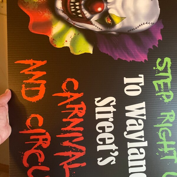 Scary Clown Welcome Sign, Haunted Circus Sign, Halloween Circus Welcome ...