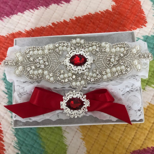 Garters for Wedding, Wedding Garter, Red Bridal Garter, Red Wedding ...