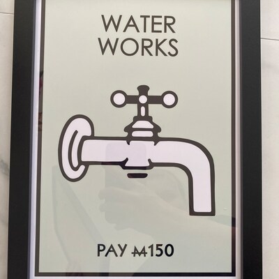 Water Works Monopoly Personalised Print New Home, Gift, House ...