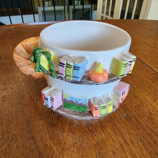 Library Bookshelf Mug, Ceramic Book Mug, Bookworm Tumbler, Unique Tiny ...