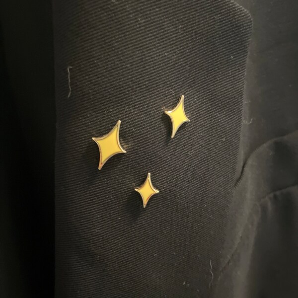 Sparkle Pin Set | Cute Sparkly Stars Brooch Set of 3 | Shiny Emoji Pin ...