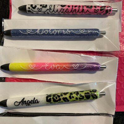 Personalized Epoxy Glitter Black Ink Pen: Refillable - Etsy