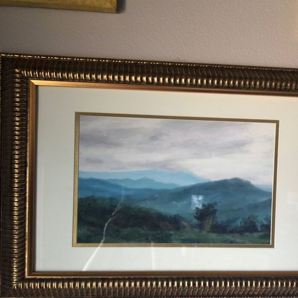 Print of an Oil Painting Virginia Landscape Clouds Blue Mountains Green ...