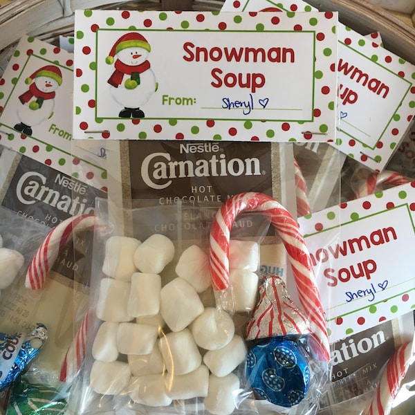 Holiday Christmas, Snowman Soup Treat Bag Topper, Treat Bag Topper ...