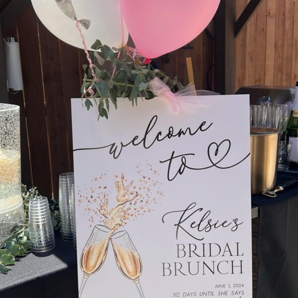 Boho Bridal Brunch Welcome Sign, Bridal Shower Sign, Brunch and Bubbly ...