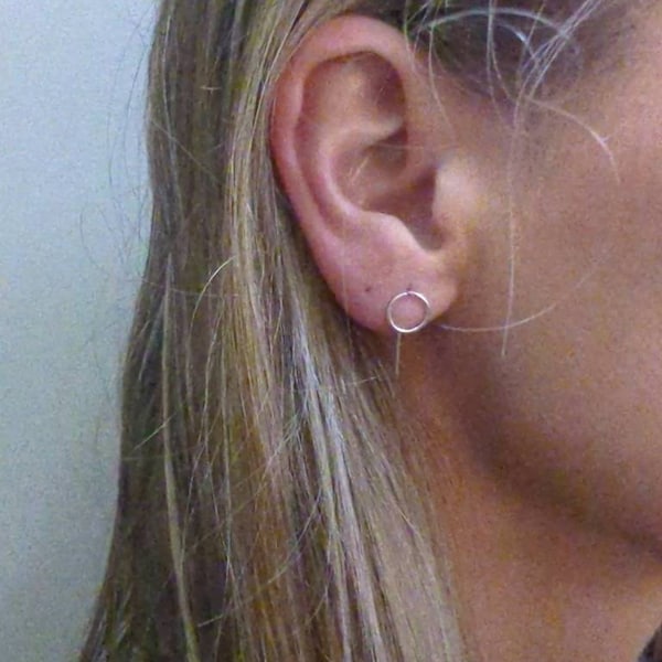 Double Piercing Half Hoop Earrings - Minimalist Earrings, Silver ...