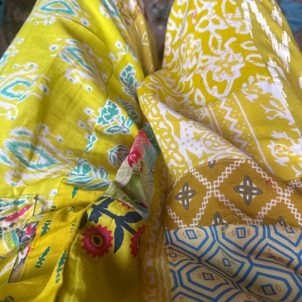 Multi Silk Layers Patchwork Long Skirt, Flowy Patchwork Skirt, Summer ...