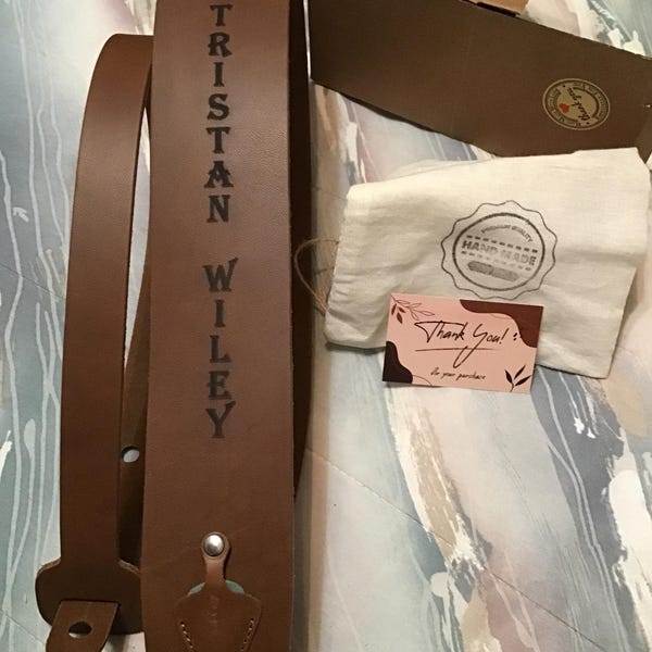Adjustable Genuine Leather Guitar Strap - Personalized With Laser ...