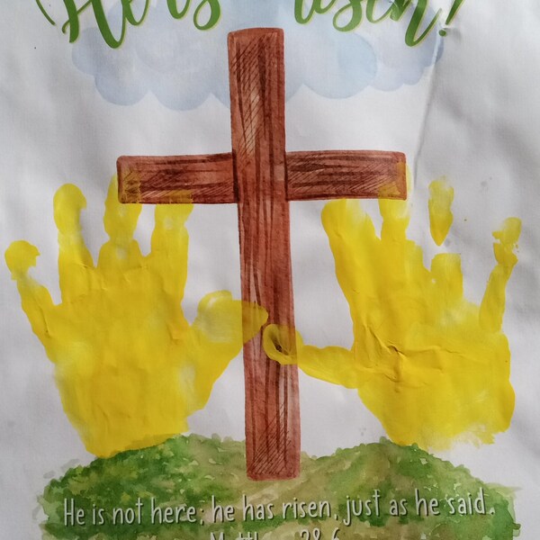 PRINTABLE Easter Handprint Art Craft for Kids, He is Risen Keepsake Art ...