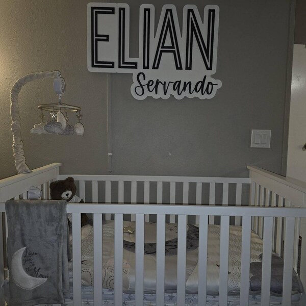 Large Wood Name Sign, Nursery Name Sign, Hunter Nursery , Above Crib ...
