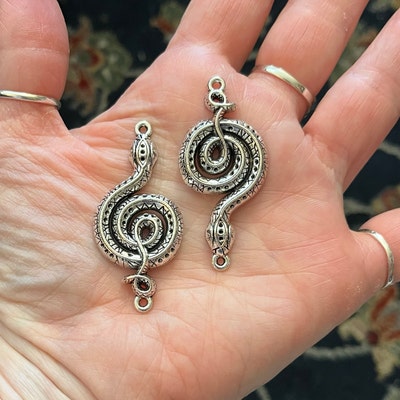 Life Like Ornate Snake Connector Pendant Charm, Antique Silver 2 - Etsy
