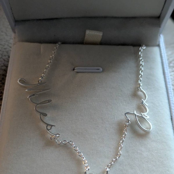 2 Names Necklace With Heart, Personalized Couple Names Necklace, Name ...