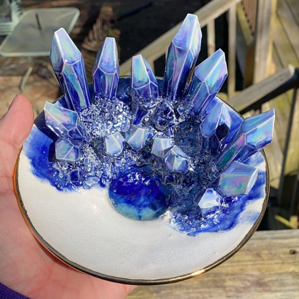 6" Aura Crystal Dish | CHOOSE YOUR COLOR | Handmade Ceramic Crystal ...