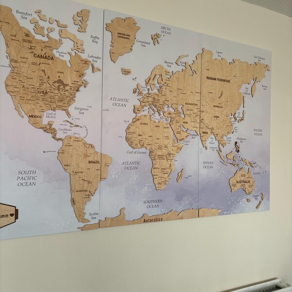 World Map Push Pin Wall Art With FREE Pins, Cork World Map Board ...